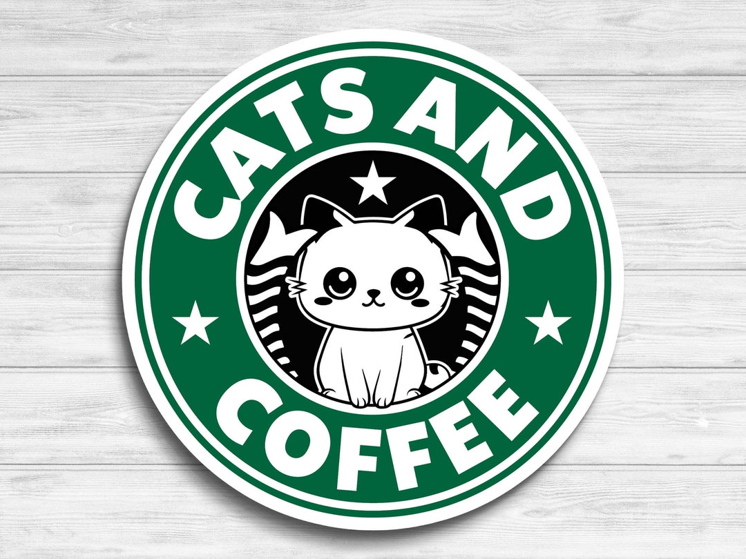 Cats and Coffee Vinyl Sticker, Cat Lover, Coffee Lover, Cat Mom Gift ...