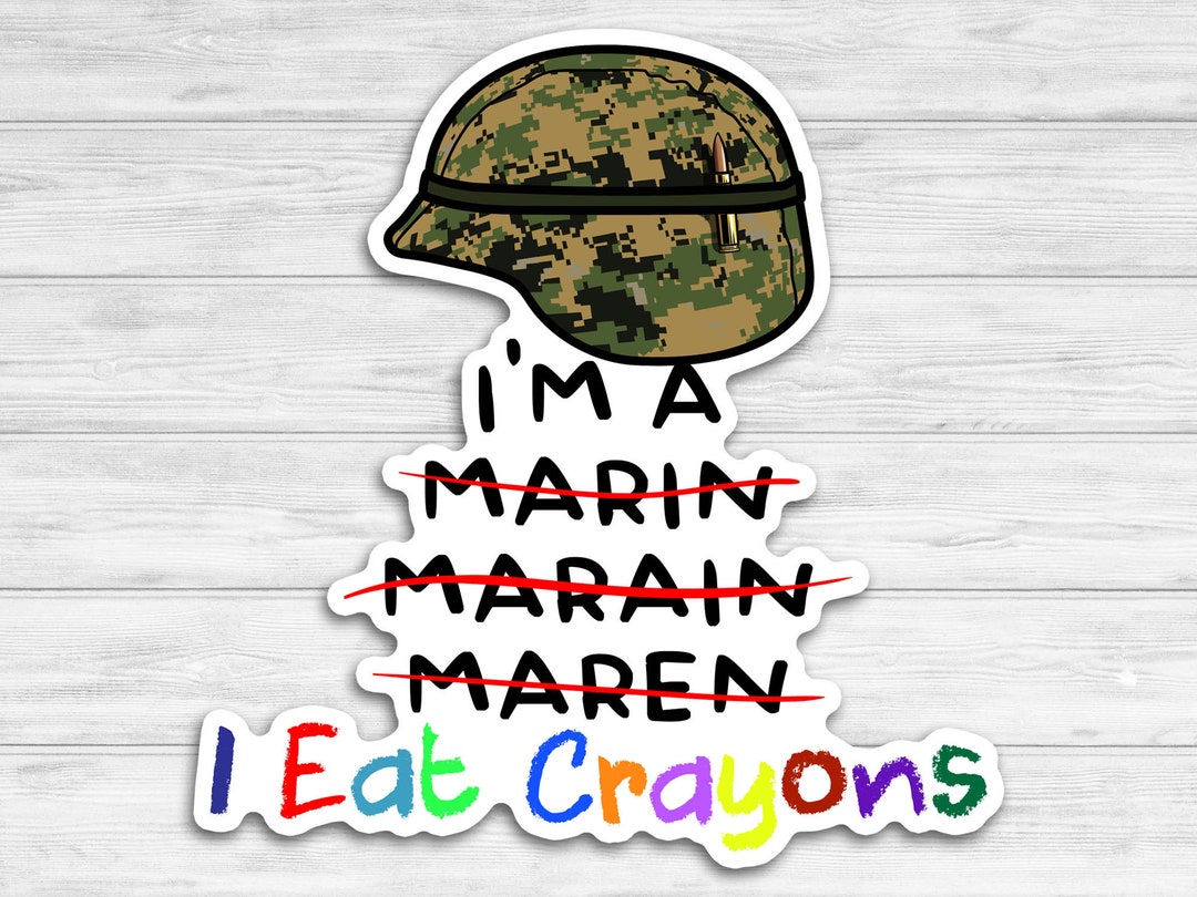 Marine Helmet I Eat Crayons Vinyl Sticker| USMC Sticker | "official ...