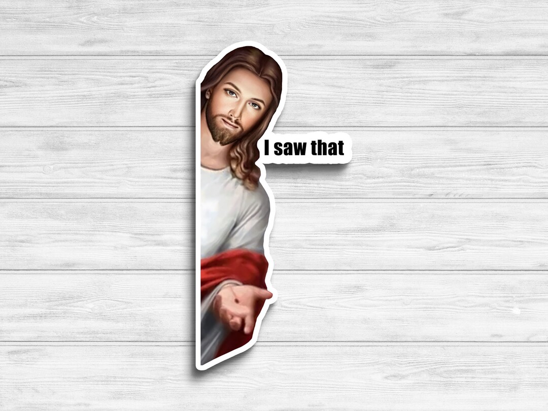 Peeking Jesus I Saw That Sticker - Etsy