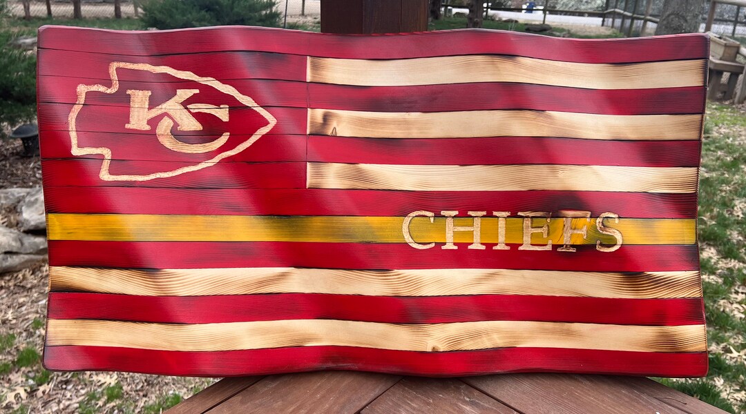 Wavy Wood Flag - KC Chiefs - Etsy