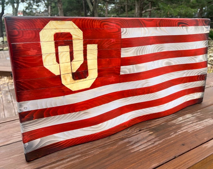 OU Wooden Wavy Flag - Etsy