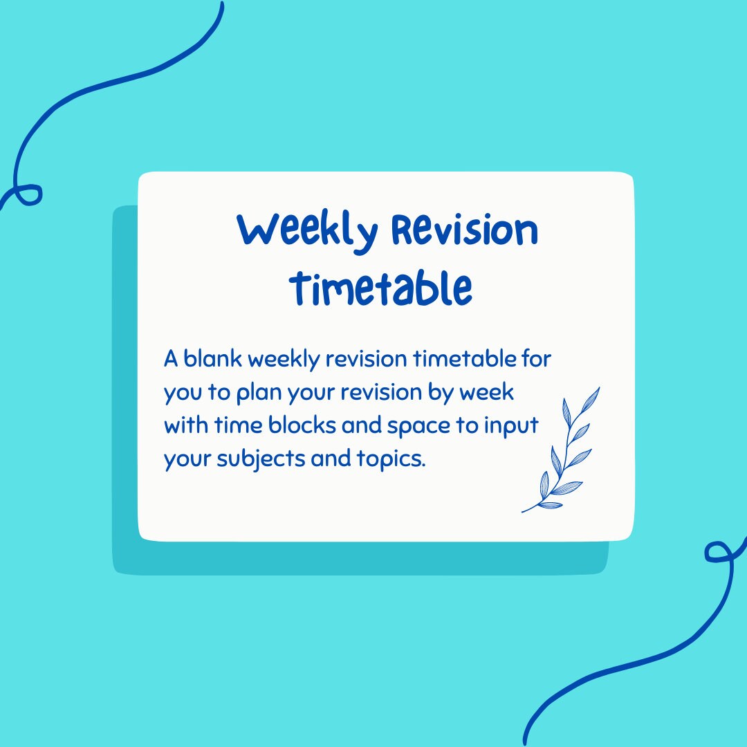 Digital Revision Timetable Planner With Free Revision Top Tips Advice ...