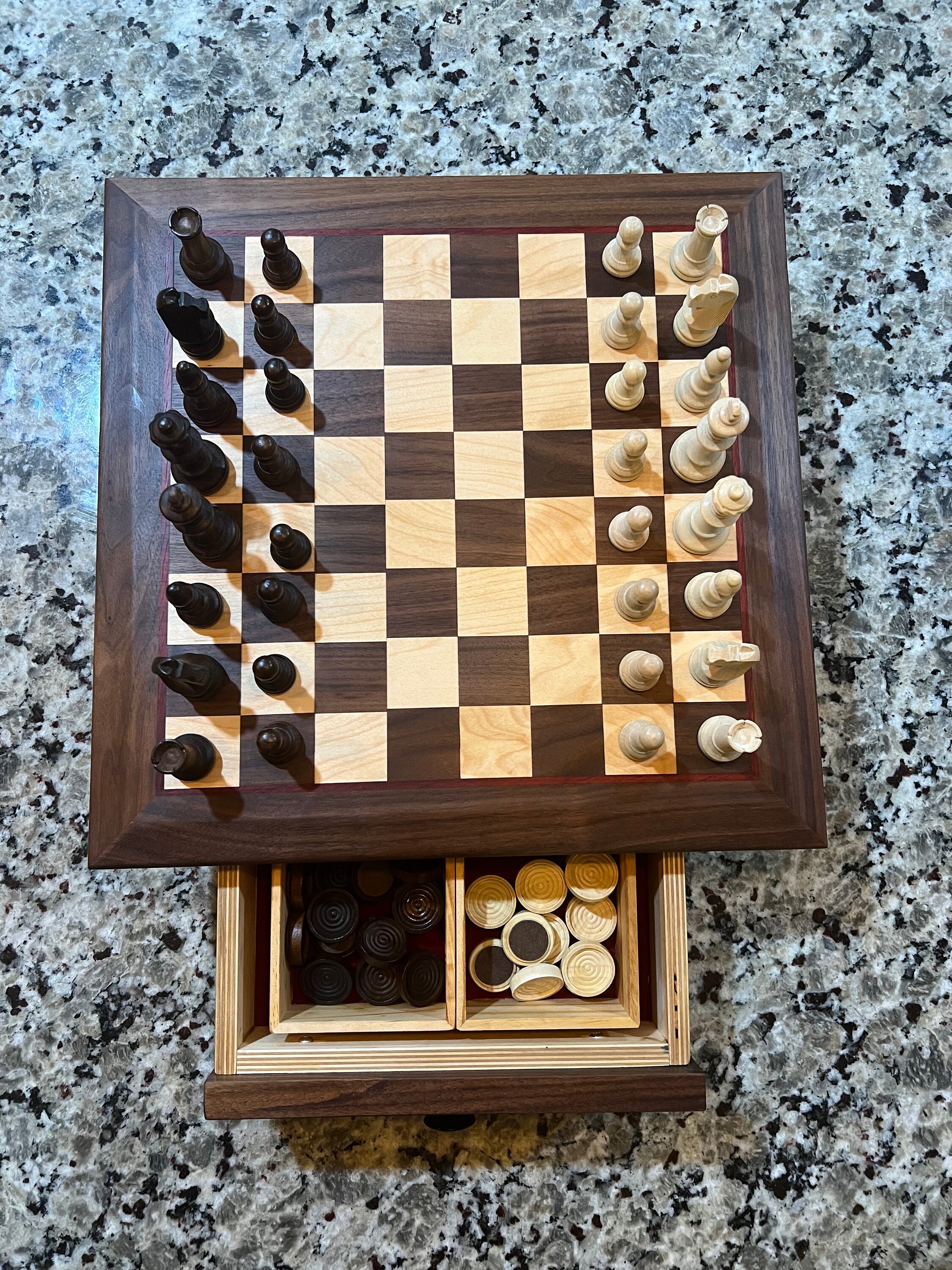 Chess/checker Board With Storage Drawer Birthday Gift - Etsy