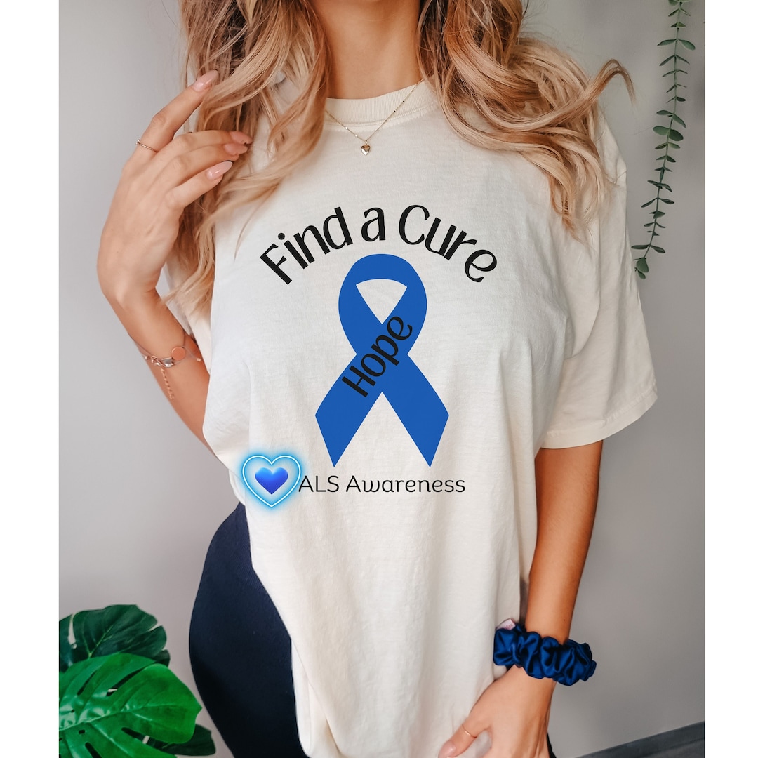 Comfort Colors ALS Shirt, Blue Ribbon, Warrior Gift, ALS Awareness ...
