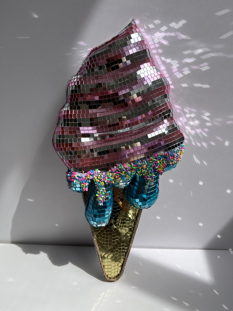 Disco Ice Cream CANDY SPRINKLES Pink Disco Stripe With Blue Drip ...