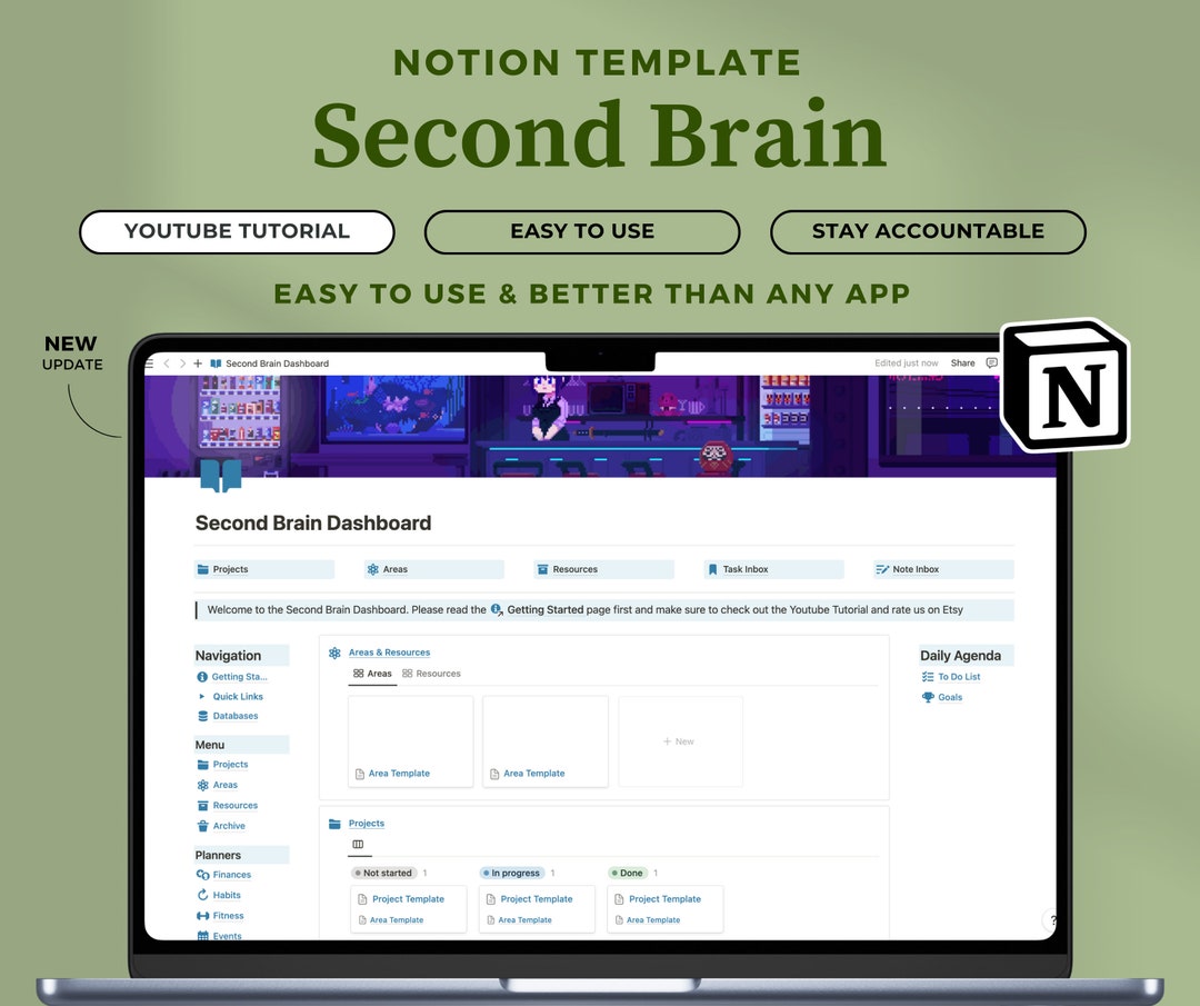 Second Brain Notion Template, All in One Productivity Tool, Habit + Finance Tracker, ADHD ...