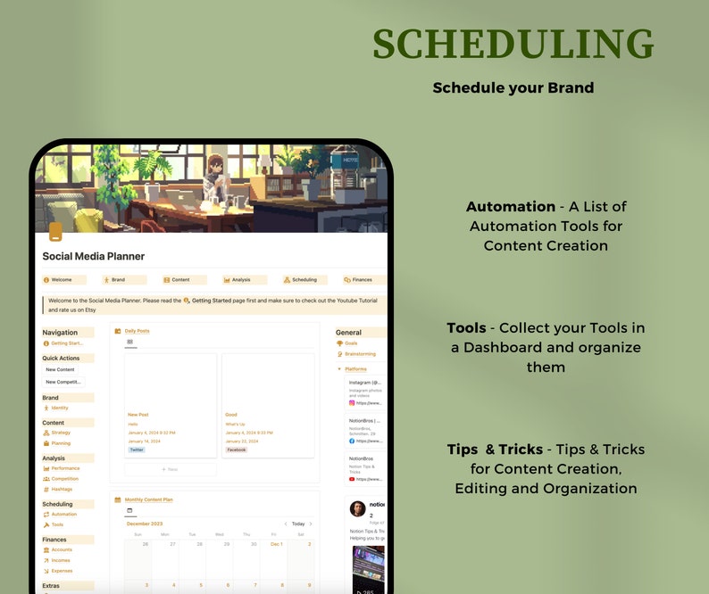 Social Media Planner Notion Template, Personal Content Creation Planner ...