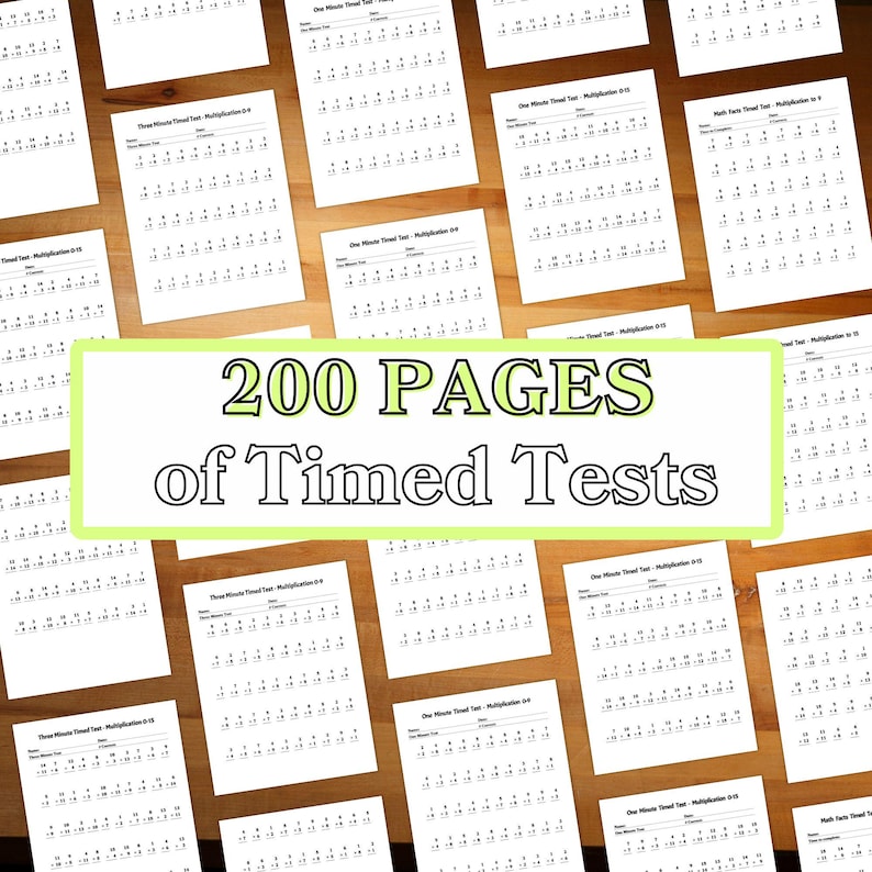 Multiplication Timed Tests: 0-15 Math Facts, Homeschool Drills (PDF ...