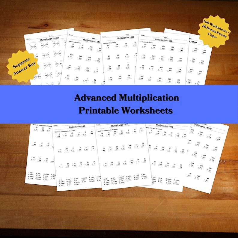 Advanced Multiplication Worksheets, 120 Pages, Homeschool Drills (PDF ...