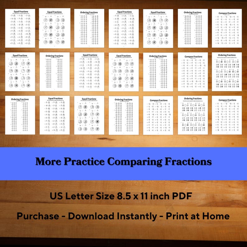 Fractions Practice Worksheets: Comparing Fractions, 140 Pages (digital ...