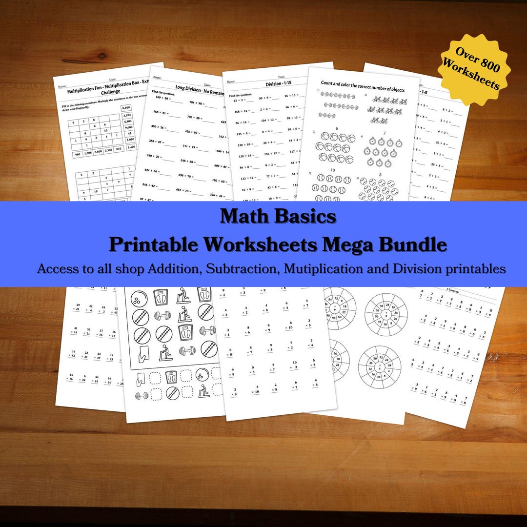 Fractions Worksheets Mega Bundle: Math Practice (digital Download) - Etsy