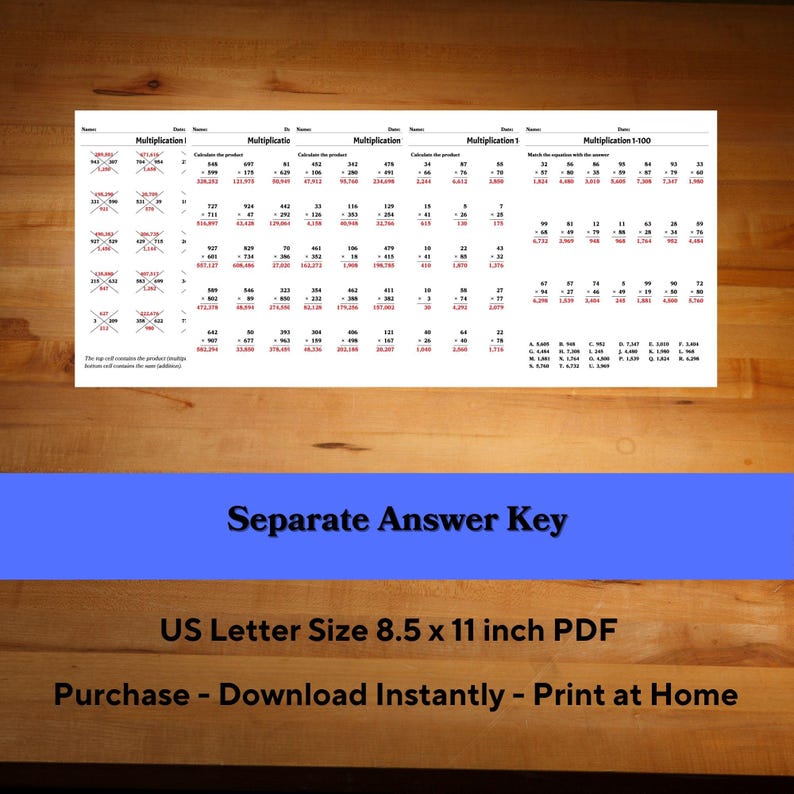 Advanced Multiplication Worksheets, 120 Pages, Homeschool Drills (PDF ...