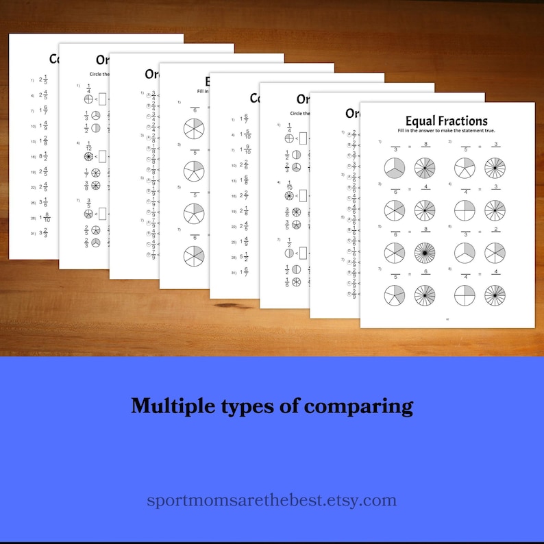 Fractions Practice Worksheets: Comparing Fractions, 140 Pages (digital ...