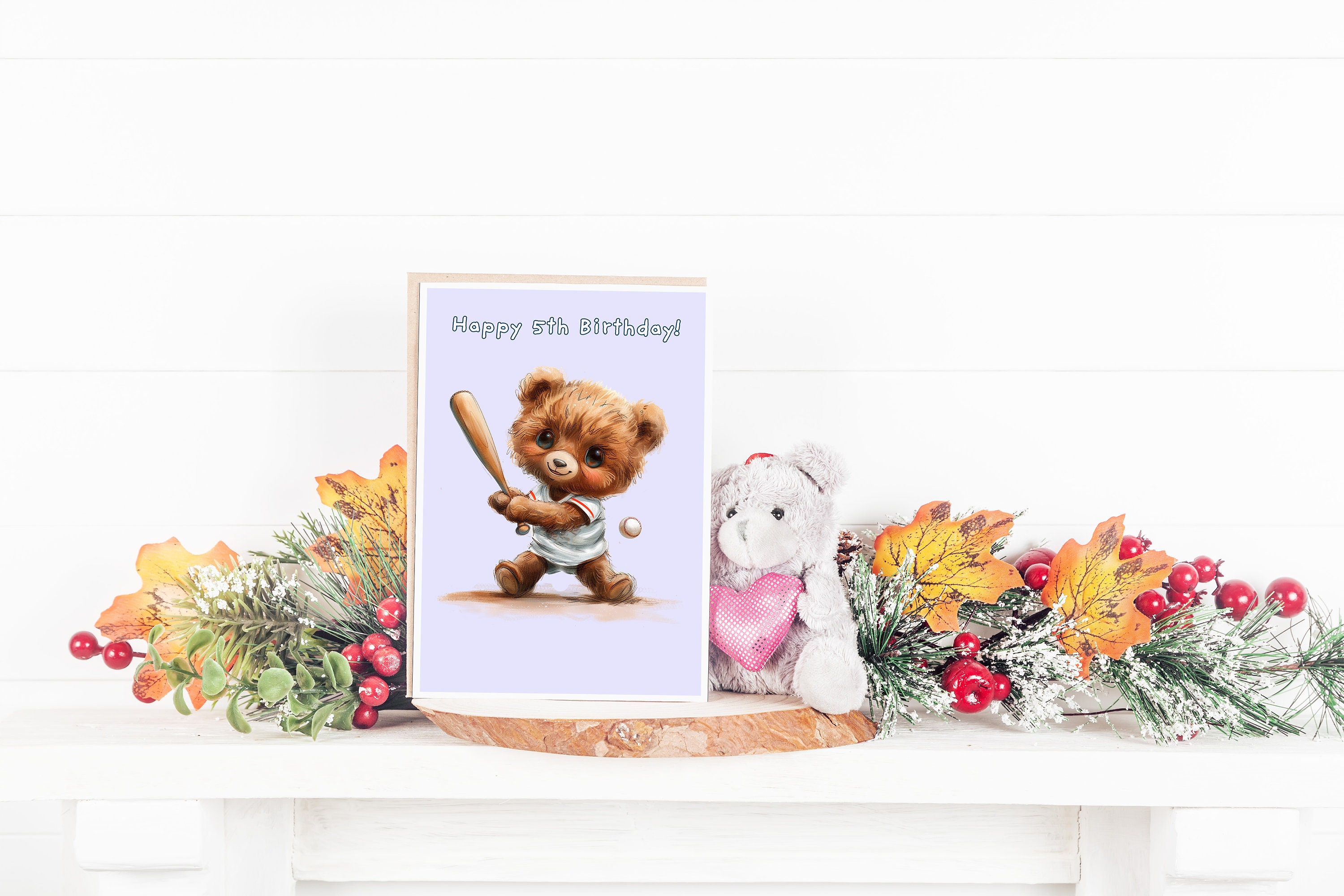 Kids Baseball Birthday Card - Featuring Cute Baby Bear - 3 Different ...