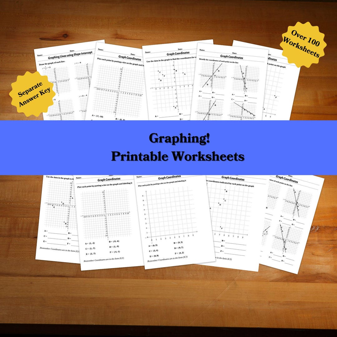 Graphing Worksheets: Practice Sheets for Graphs, 70 Pages (digital ...