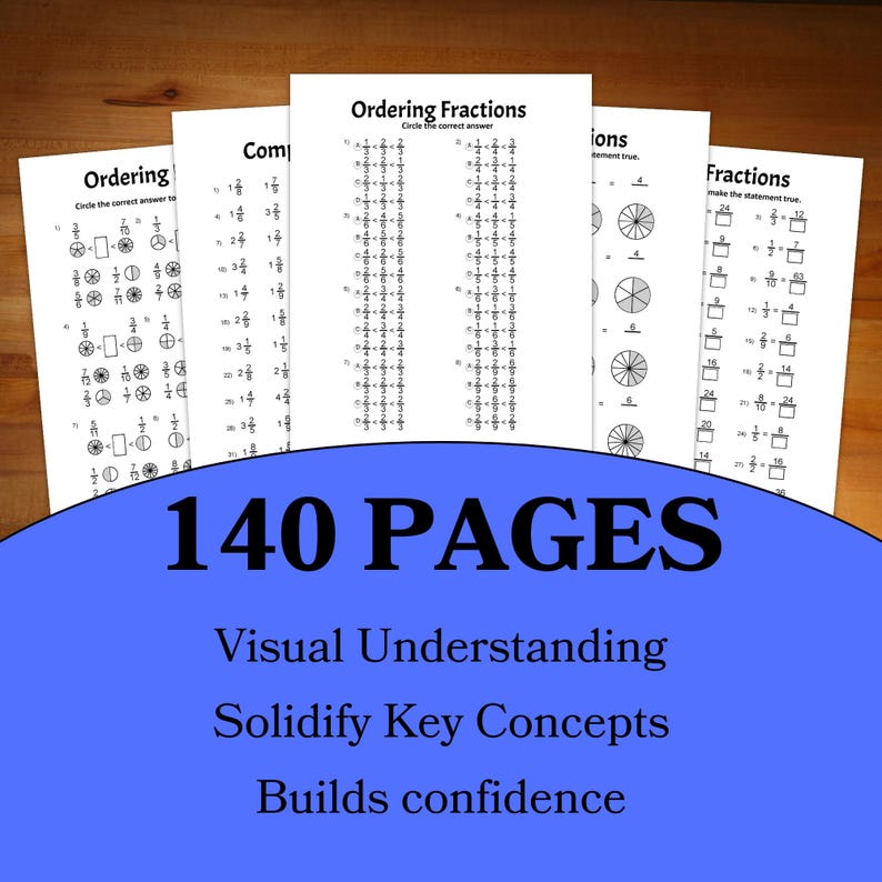 Fractions Practice Worksheets: Comparing Fractions, 140 Pages (digital ...