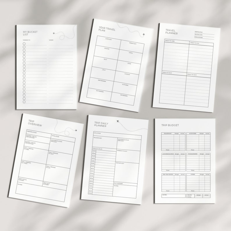 Printable Travel Planner, Bucket List, Travel Itinerary, Printable ...