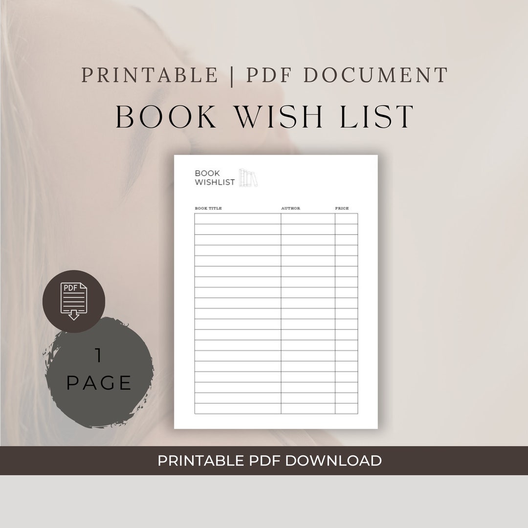 Printable Book Wish List, Reading Tracker, Book Tracker, Health ...