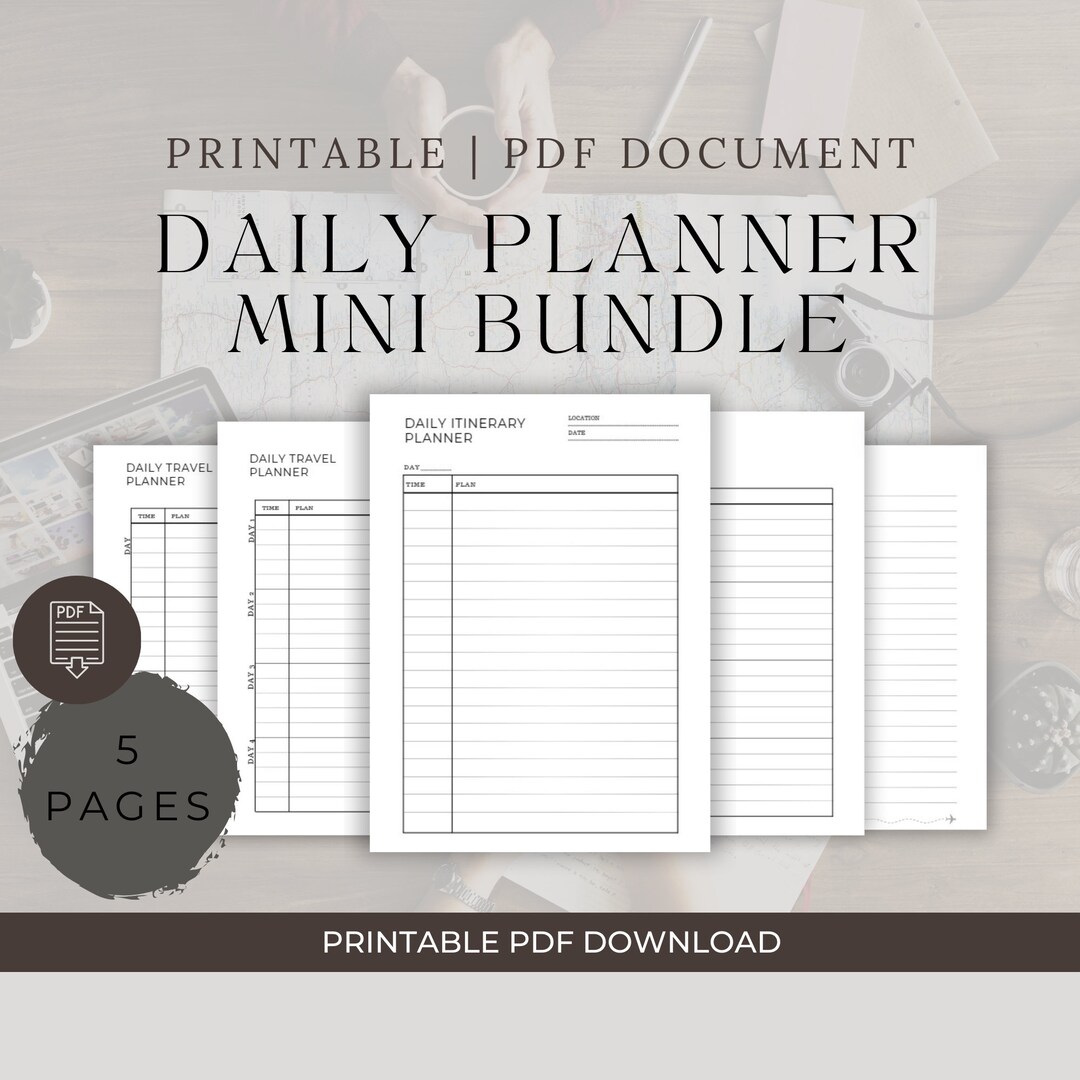 Printable Daily Travel Planner, Daily Planner, Bucket List, Itinerary ...