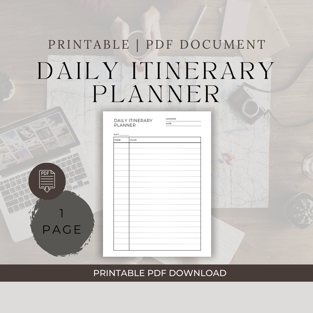 Printable Daily Itinerary Planner, Travel Daily Overview, Bucket List ...