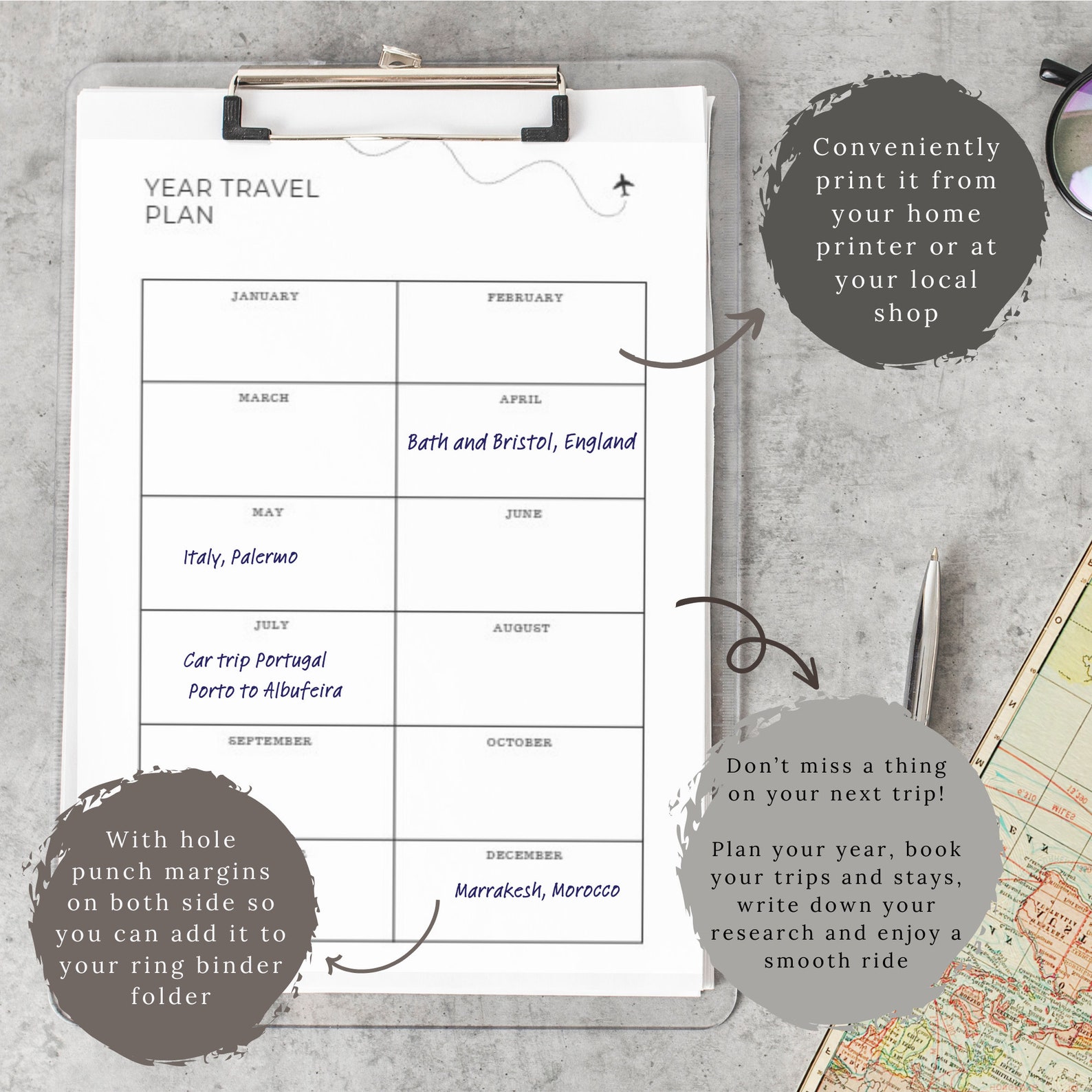 Printable Travel Planner, Bucket List, Travel Itinerary, Printable ...