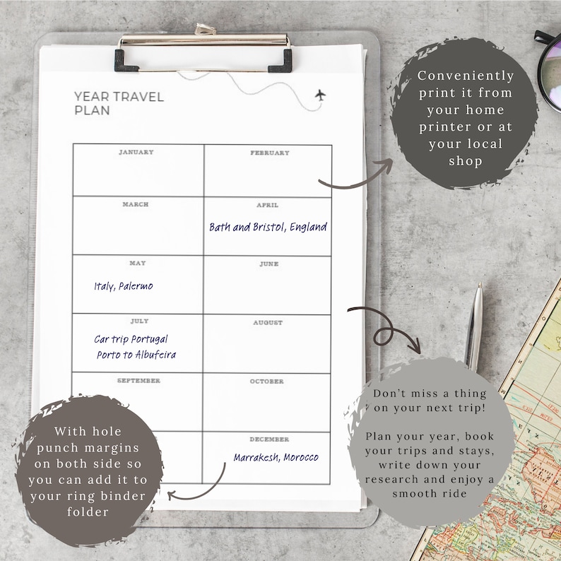 Printable Travel Planner, Bucket List, Travel Itinerary, Printable ...