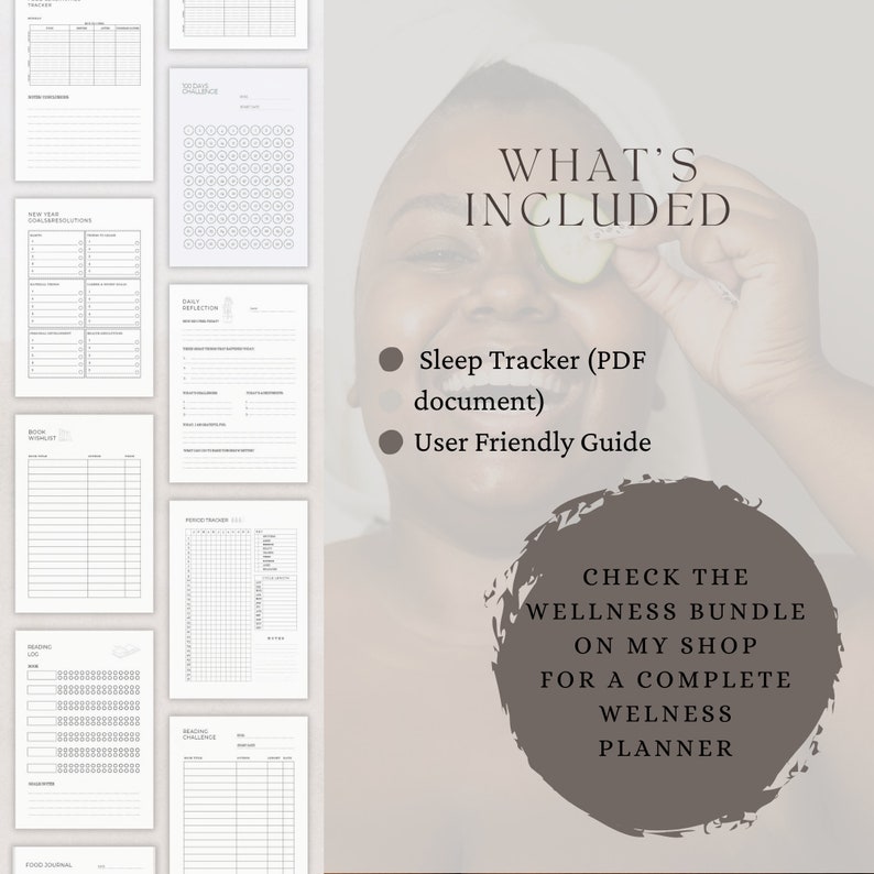 Printable Sleep Tracker, Habit Tracker, Wellness Planner, Healthy ...