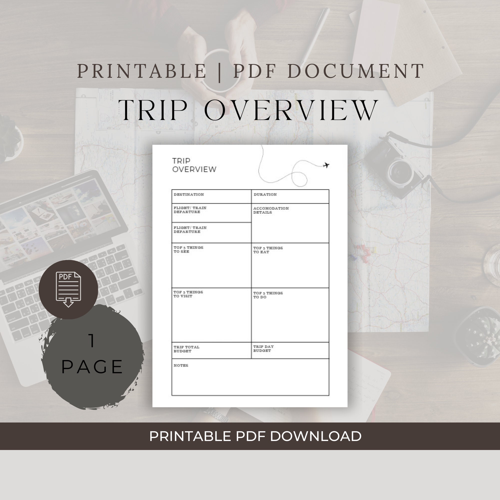 Printable Trip Overview, Travel Planning Overview, Travel Planner ...