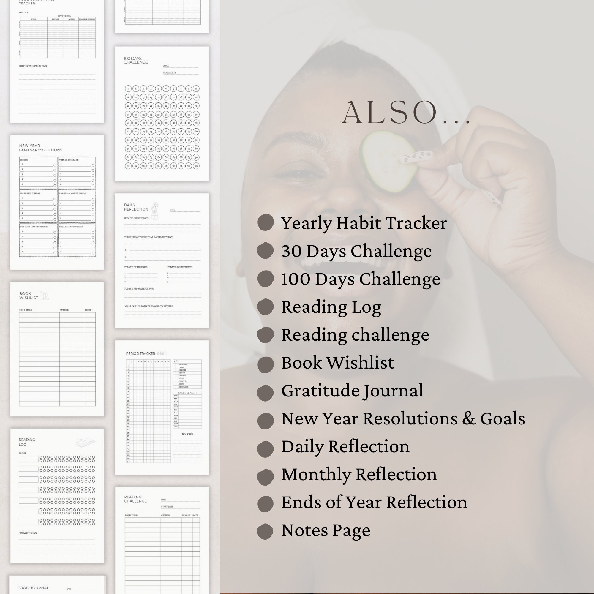 Printable Wellness Bundle, Habit Trackers, Food Trackers, Mindfulness ...