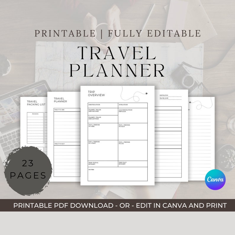 Printable Travel Planner, Bucket List, Travel Itinerary, Printable ...