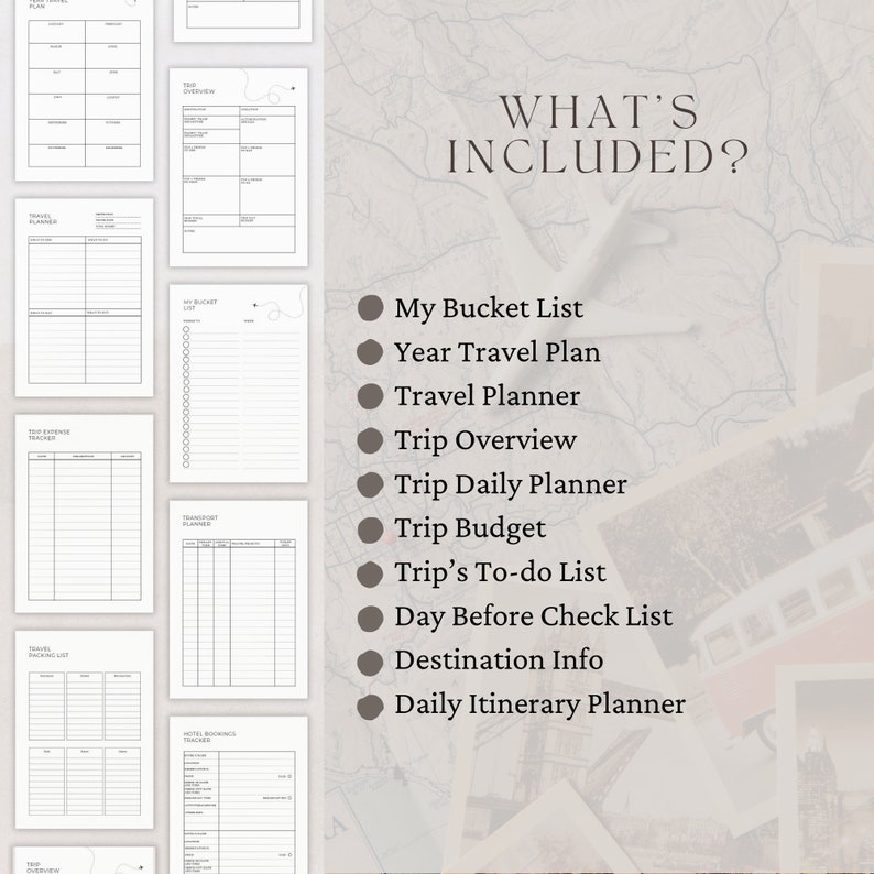 Printable Travel Planner, Bucket List, Travel Itinerary, Printable ...