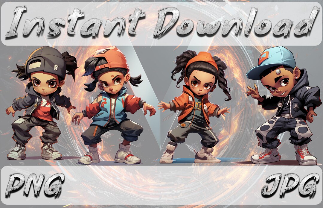 2D Break Dancers Clipart High Quality, Digital Art Illustration ...