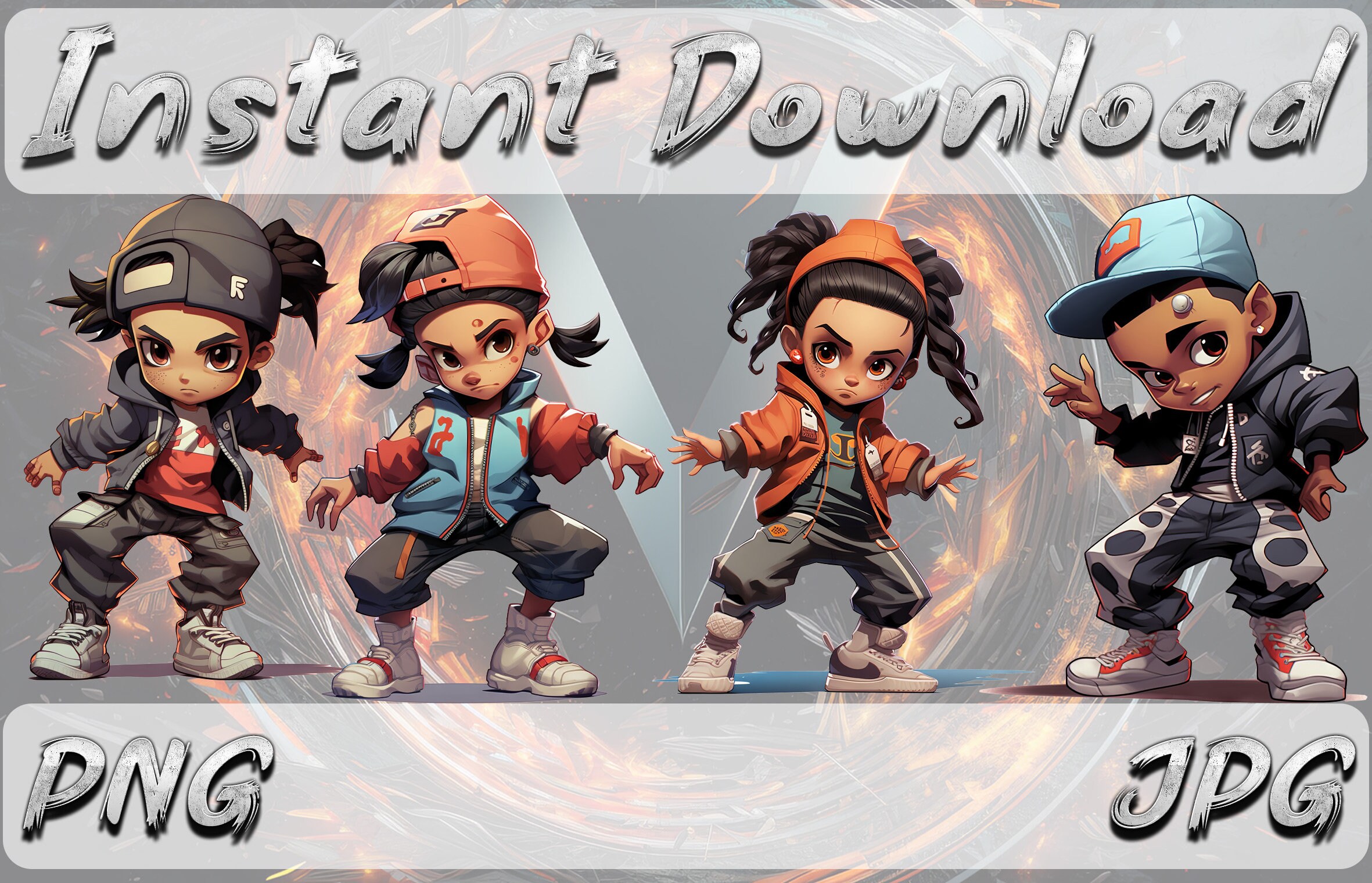 2D Break Dancers Clipart High Quality, Digital Art Illustration ...