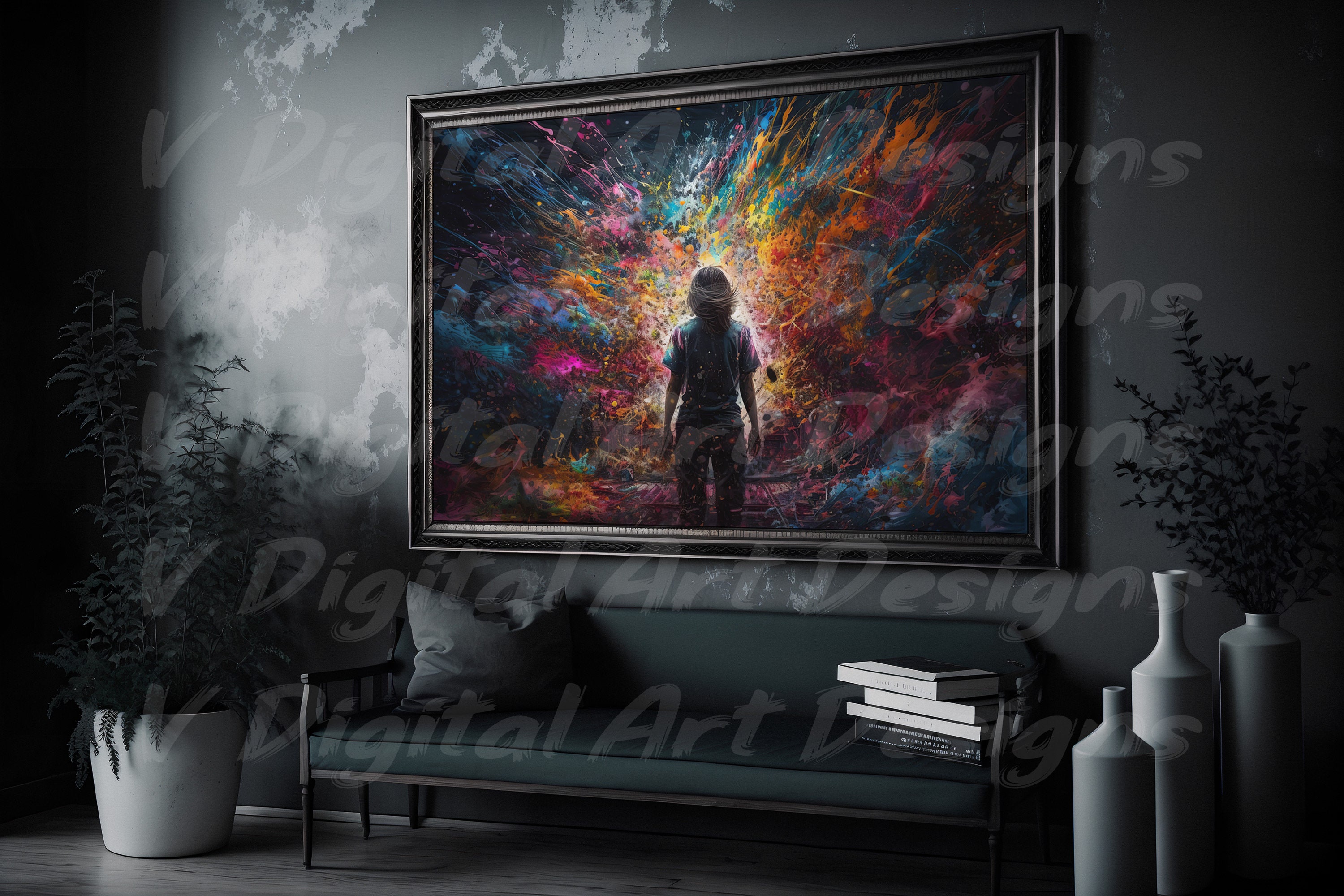 Color Explosion Digital Art, Instant Download Wall Decor, Printable ...