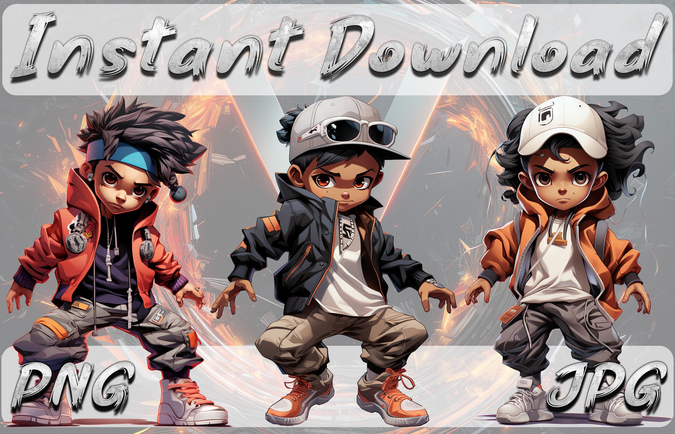 2D Break Dancers Clipart High Quality, Digital Art Illustration ...