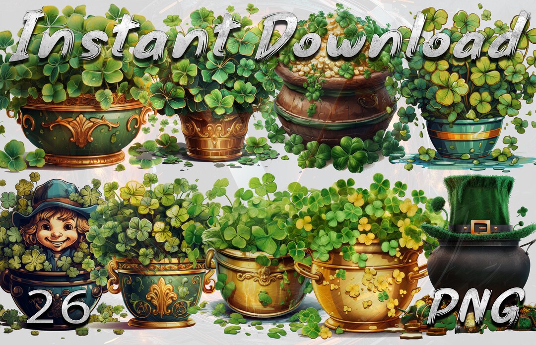 Saint Patrick's Day Clipart Bundle, Festive PNG Graphics, St Patrick's Graphics, Transparent ...