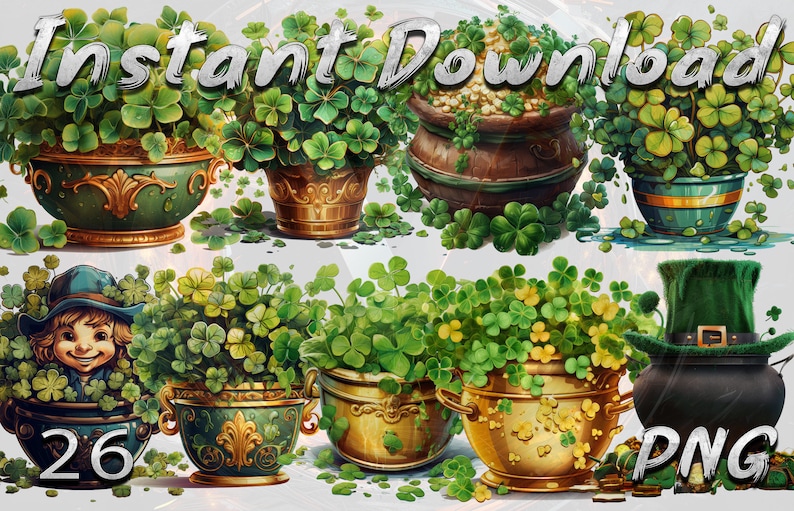 Saint Patrick's Day Clipart Bundle, Festive PNG Graphics, St Patrick's Graphics, Transparent ...