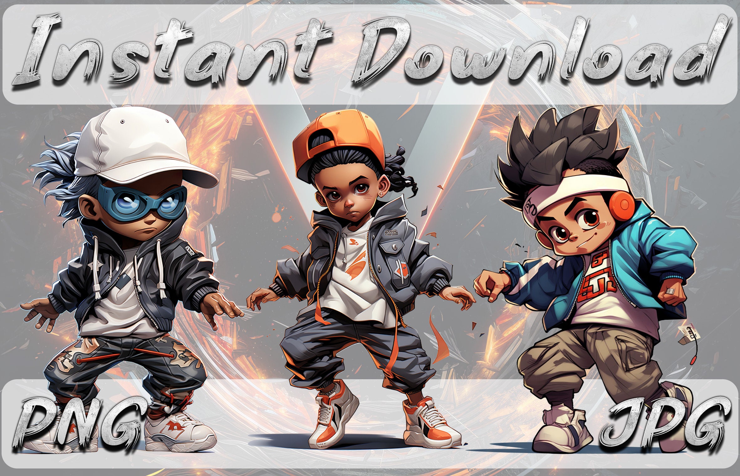 2D Break Dancers Clipart High Quality, Digital Art Illustration ...