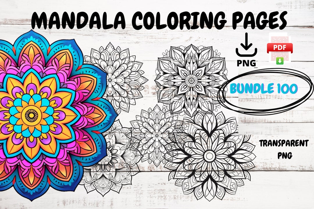 Abstract Art Mandala Coloring Page Bundle 100 Files, Mix Mandala 100 ...