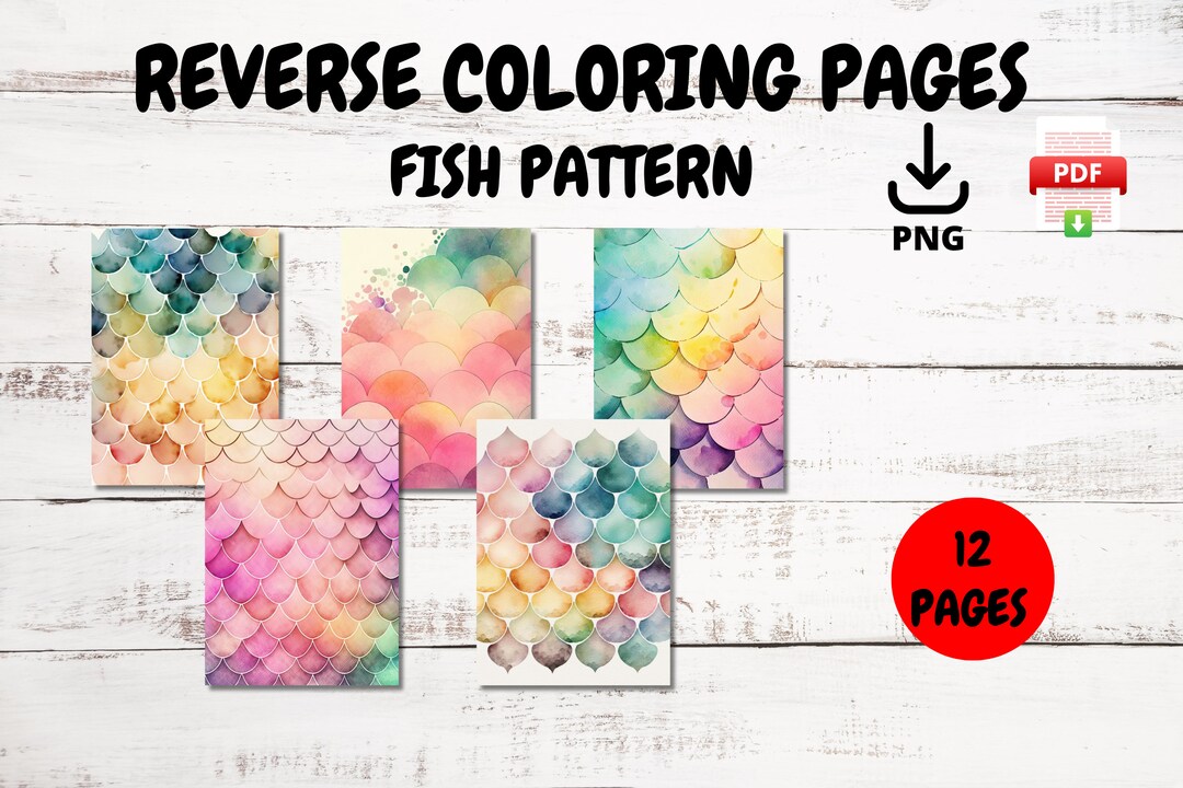 Reverse Watercolor Coloring Pages, Coloring Pages for Adults - Reverse ...