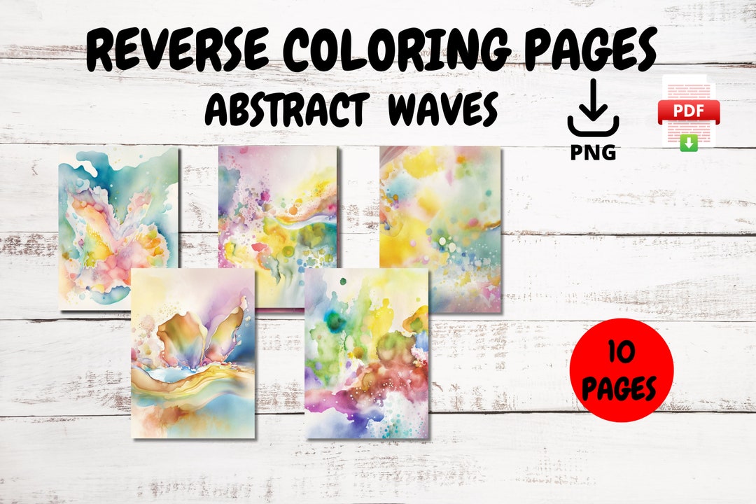 Reverse Watercolor Coloring Pages, Coloring Pages for Adults - Reverse ...