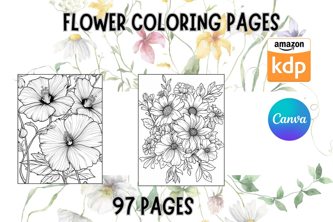 97 Flower to Color, Spring Coloring Pages, Blossom Coloring Pages - Etsy