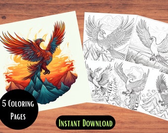 Phoenix Printable Adult Coloring Page From Favoreads - Etsy Canada