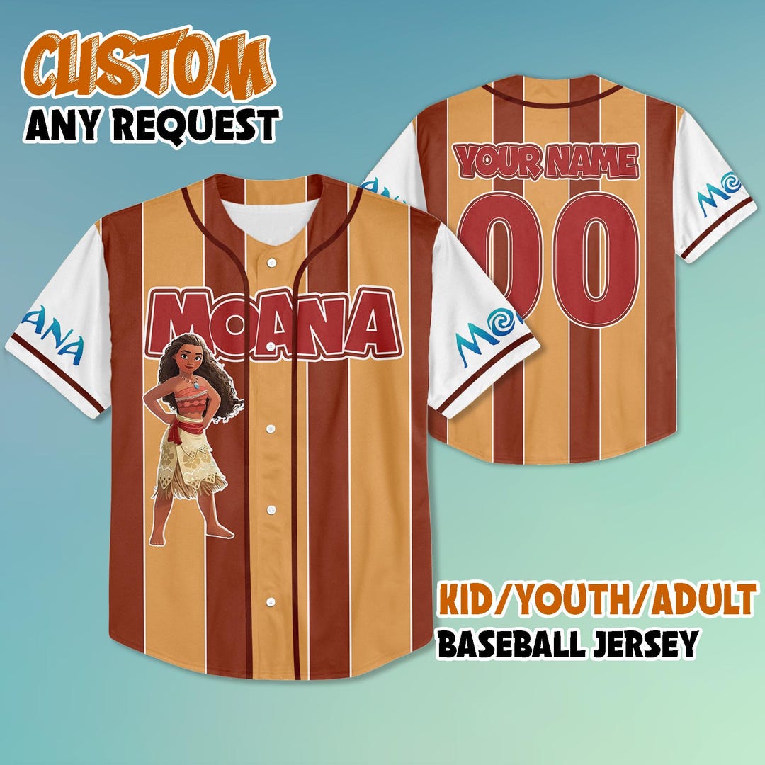 Personalized Disney Princess Moana Baseball Jersey, Custom Disney Moana ...