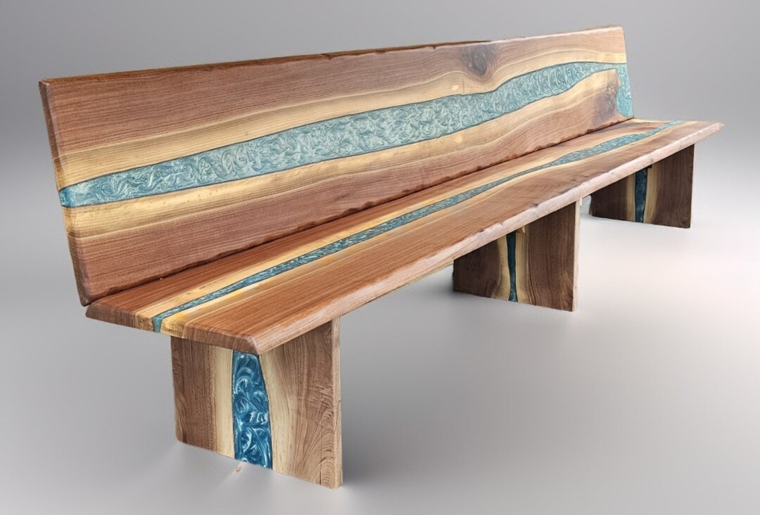 Epoxy River Bench - Etsy