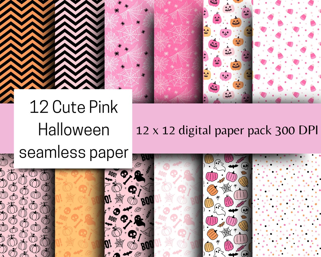 Pink Halloween Seamless Pattern Bundle 12 Digital Sheets - Etsy