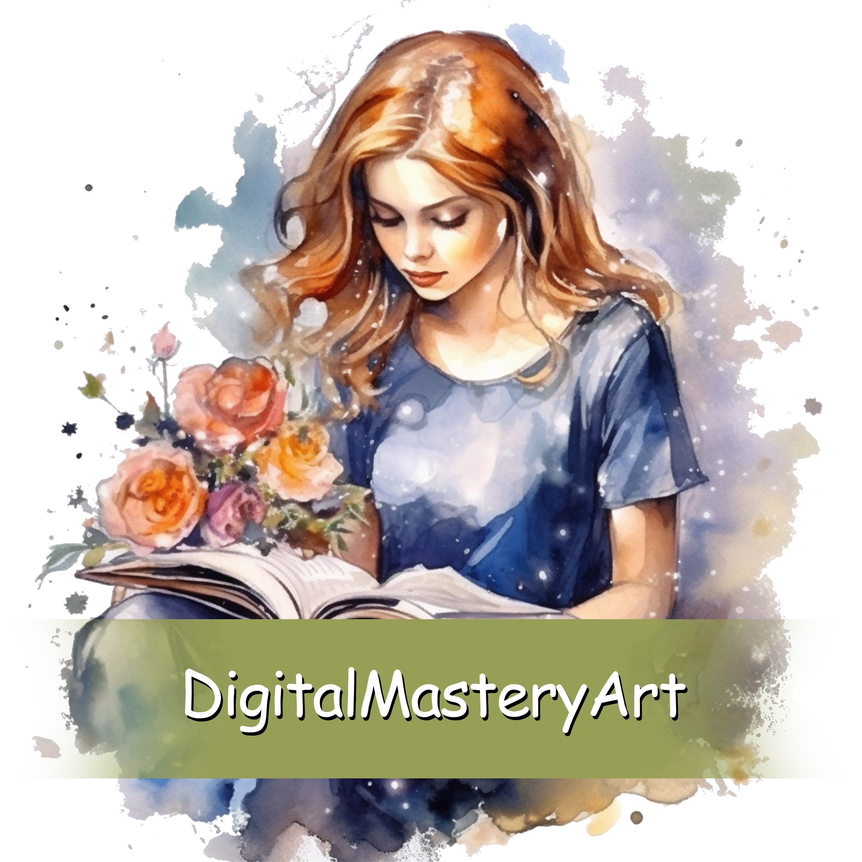 10 Watercolor Women Reading Book Clipart Inspiring - Etsy