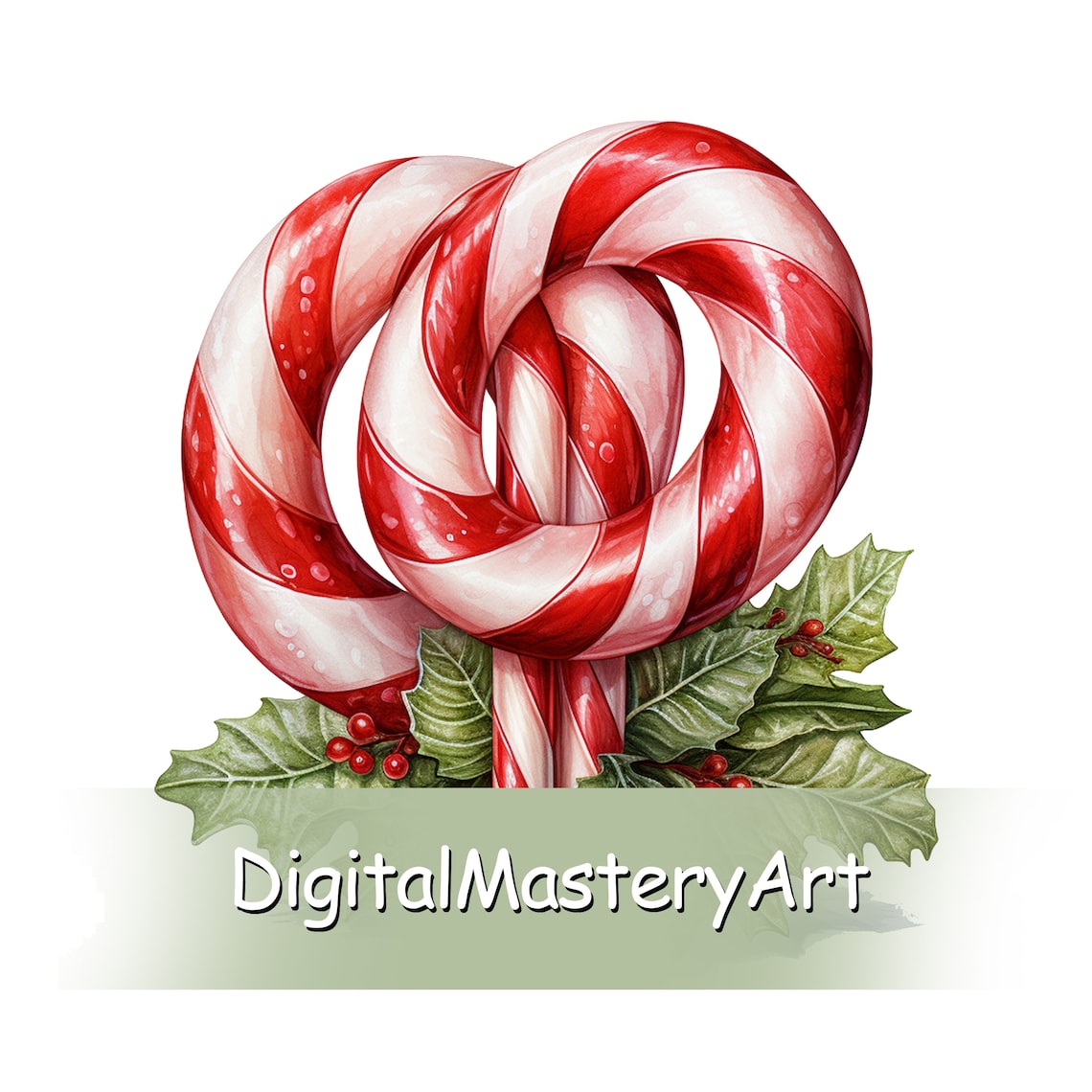 High-quality Candy Cane Clipart Collection: Festive Watercolor ...