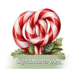 High-quality Candy Cane Clipart Collection: Festive Watercolor ...