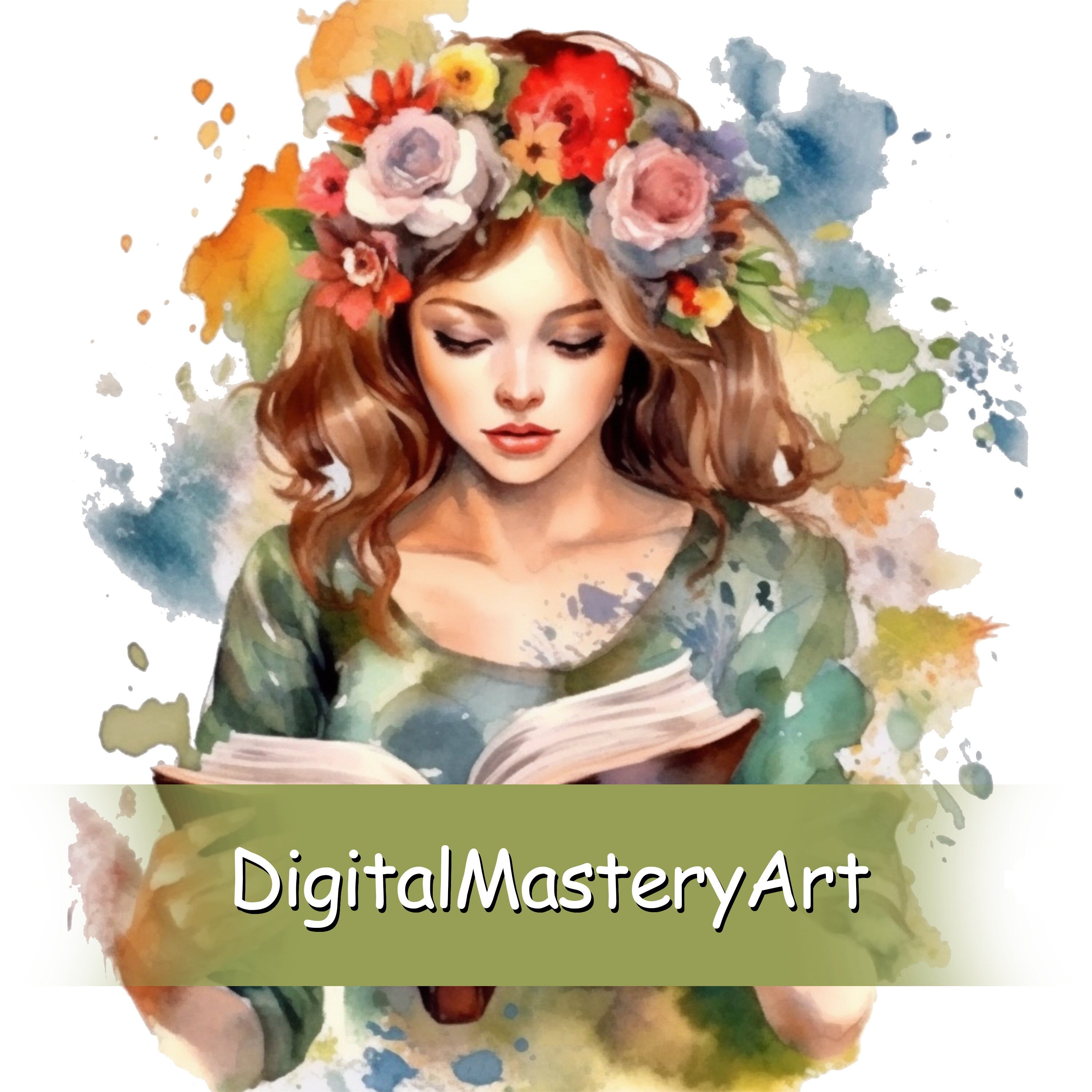 10 Watercolor Women Reading Book Clipart Inspiring - Etsy